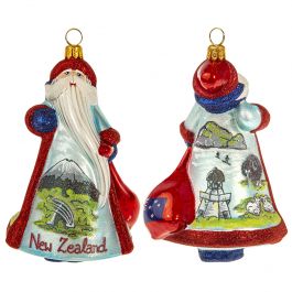 New Zealand Santa Glass Christmas Ornament